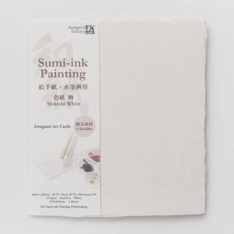 Awagami Sumi-ink Painting Art Cards - Shikishi White (Set of 3 ...